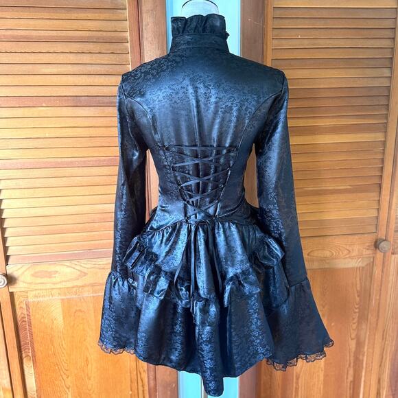 Tops | Gothic Victorian Aristocrat Visual Kei Black Brocade Small Jabot ...